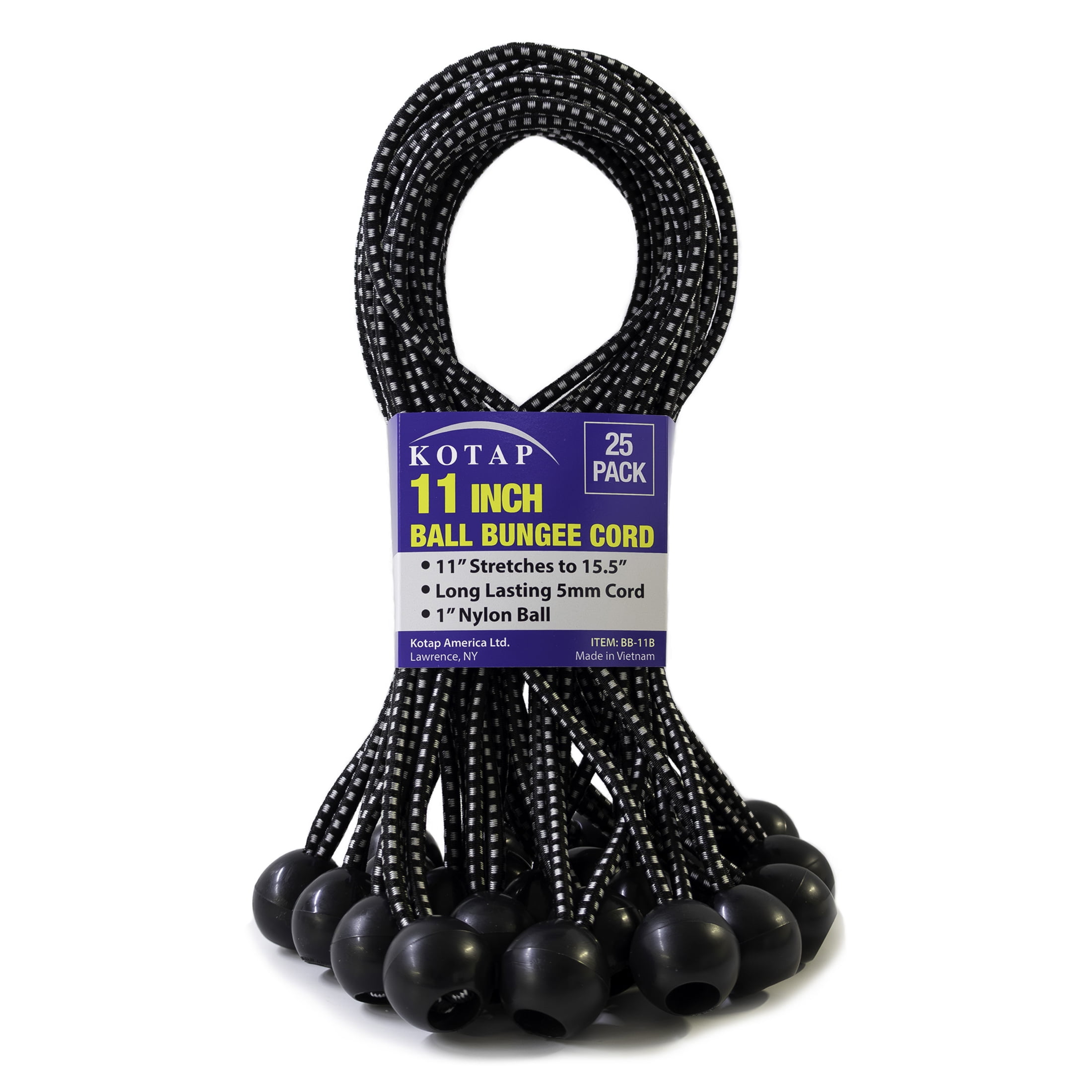 11" Ball Bungee Cords 25-Pack, Heavy-Duty & Versatile, Indoor & Outdoor ...