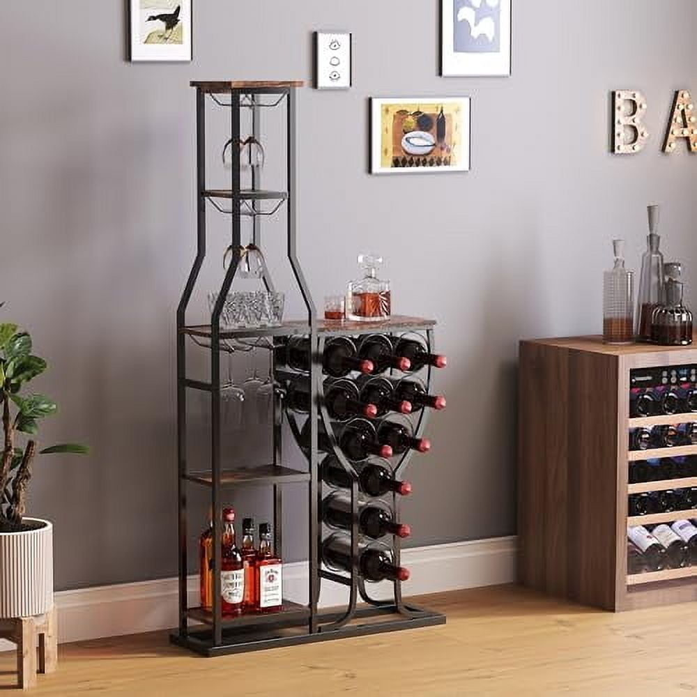 11 Bottle Wine Bakers Rack, 5-Tier Wine Storage Stands Freestanding ...