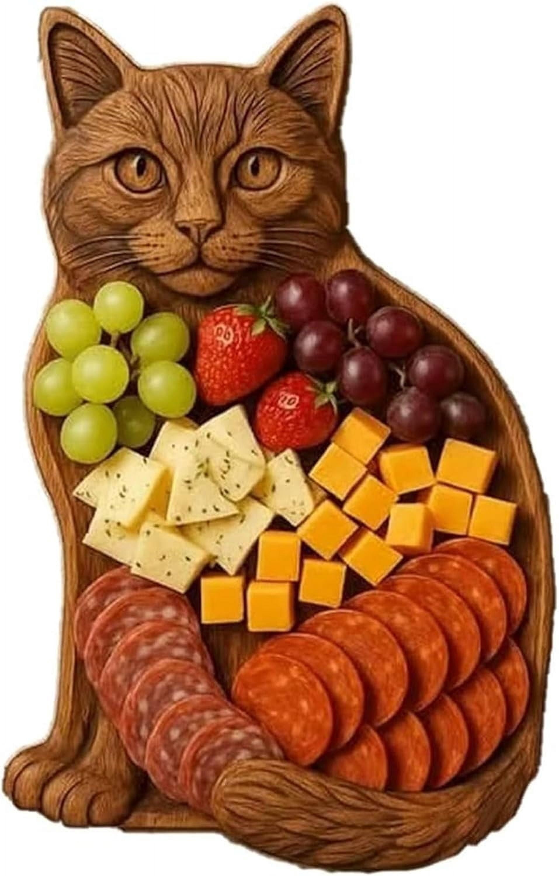 11" Cat Charcuterie Platter for Snacks, Meats, Cheese, and Seafood ...
