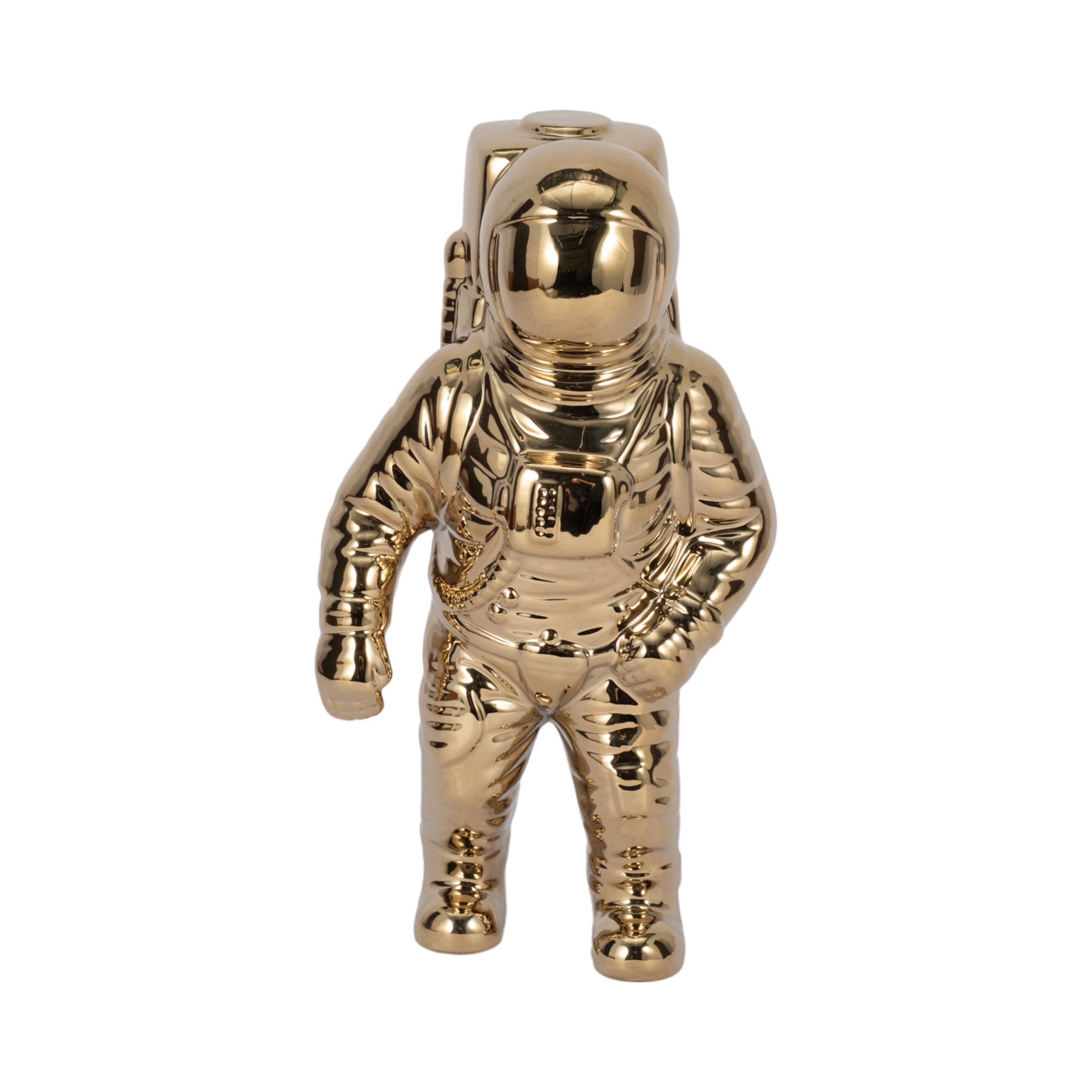 11" Ceramic Astronaut Sculpture Contemporary Modern Metallic Statuette ...