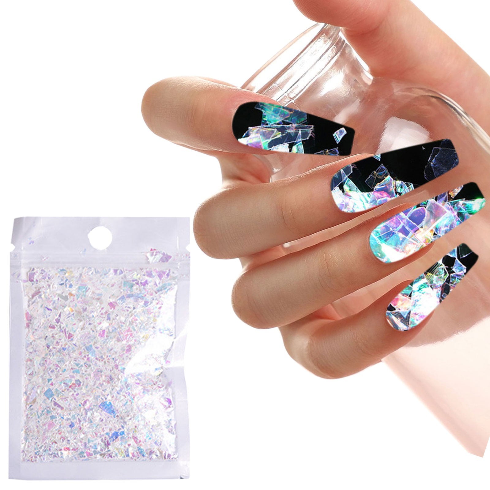 11 Colors Glass Paper Sticker Shiny Nail Decals Candy Colors Reflective ...