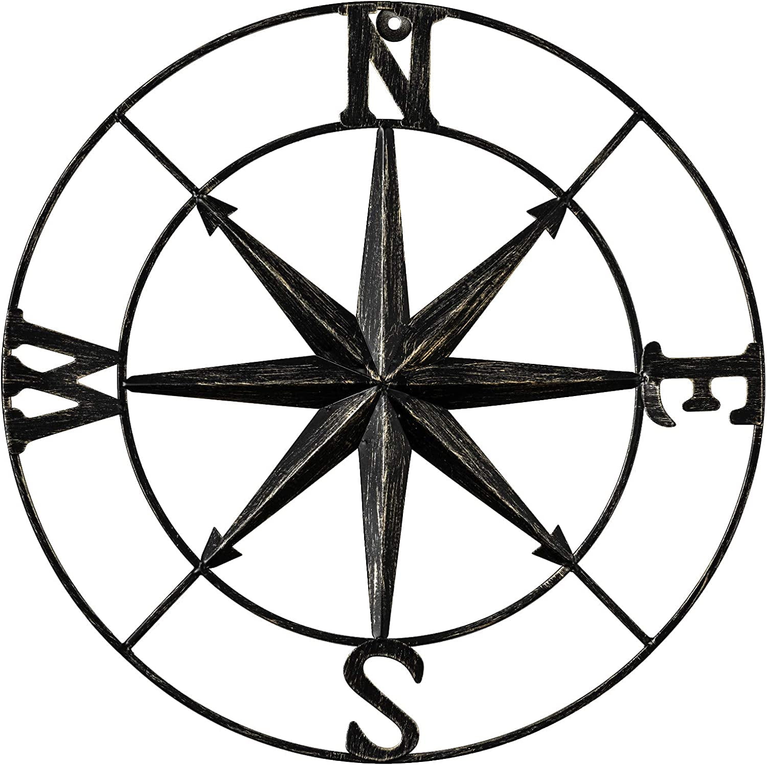 11" Compass Wall Decor Decorative Round Metal Compass Distressed Wall ...