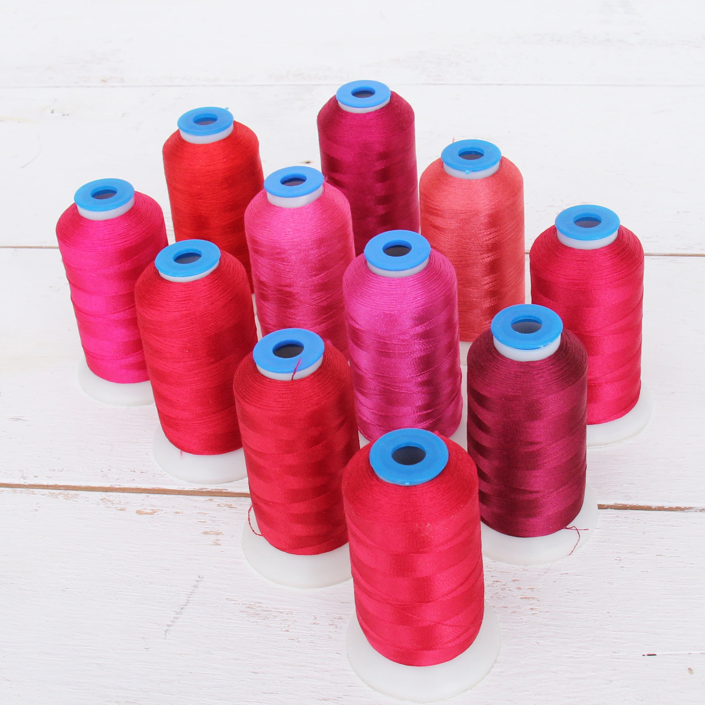 11 Cone Red Color Builder Polyester Thread Set by Threadart - 1000m ...