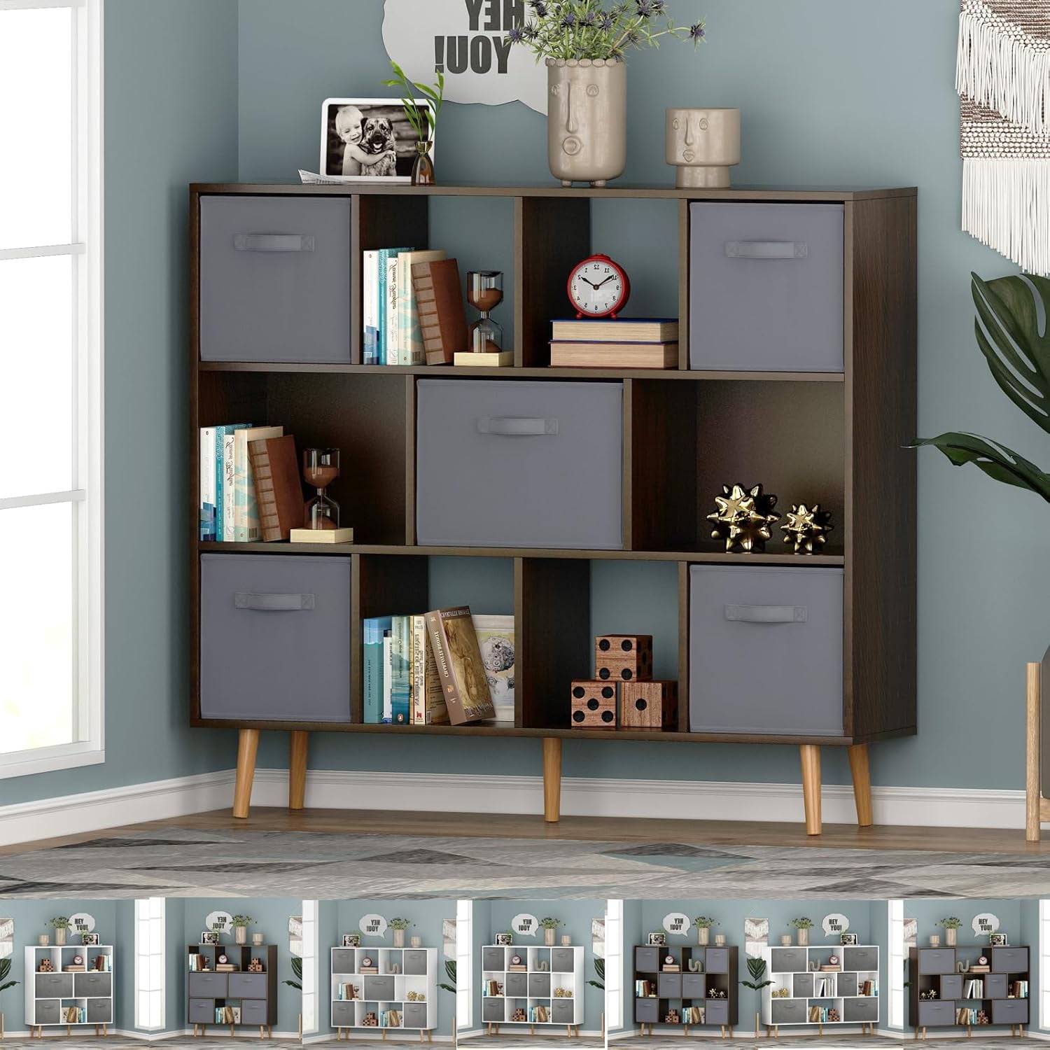 11-Cube Book Storage Organizer, 3 Tier Freestanding Open Bookshelf, 3 ...