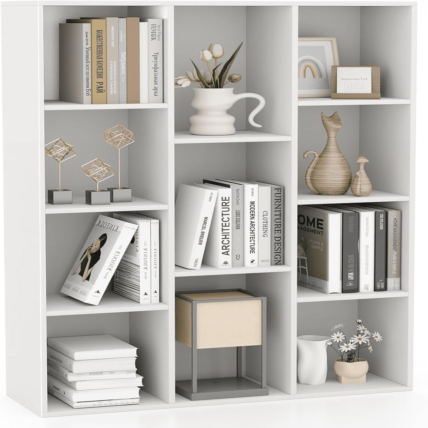 11 Cube Reversible Bookcase Wooden Freestanding Open Bookshelf with ...