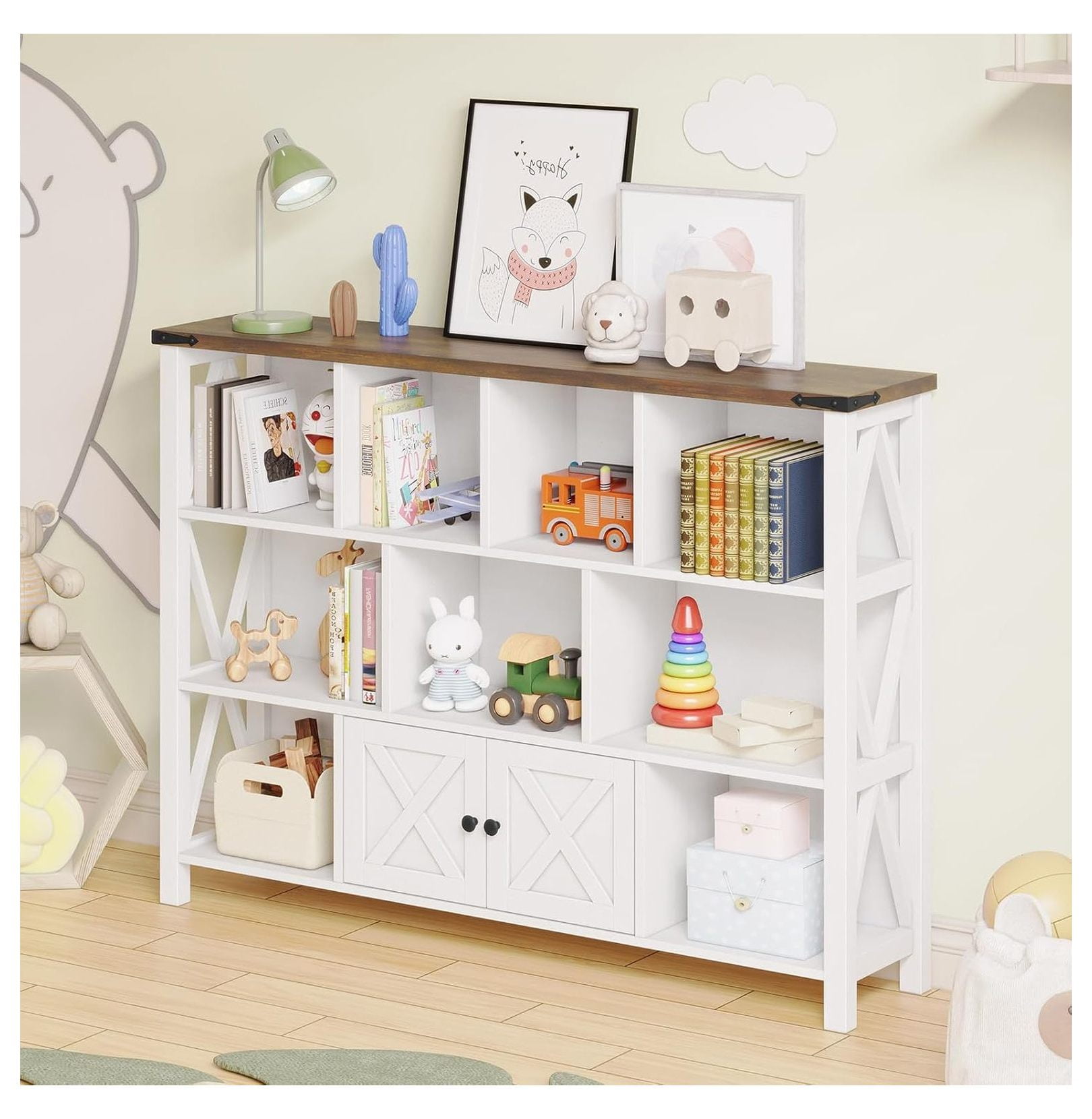 11 Cube Storage Shelf, Wooden Open Bookshelf Cube Storage Organizer ...