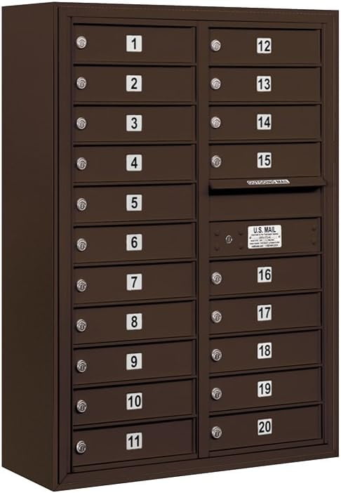 11 Door High Surface Mounted 4C Horizontal Mailbox with 20 Doors in Bronze with USPS Access ...