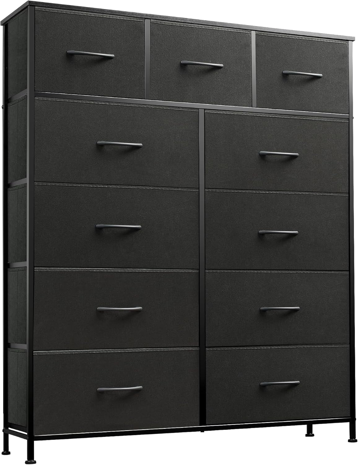 11-Drawer Tall Fabric Dresser with Steel Frame – Wood Top Storage Tower ...