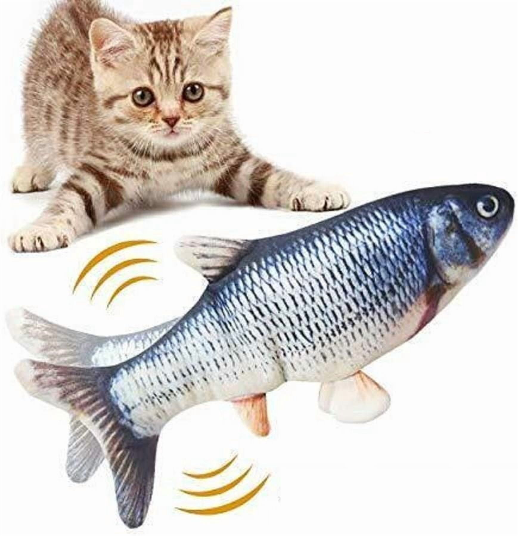 11" Electric Moving Fish Cat Toy Realistic Flopping Catnip Kicker Toy ...