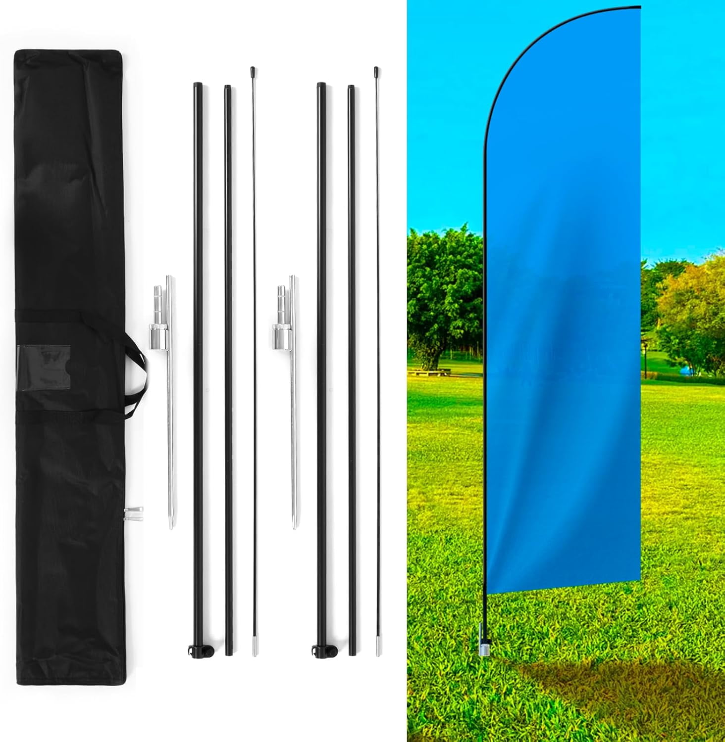 11 FT Business Signs for Outside, Feather Flag Pole Kit, 2 Pack Garden ...