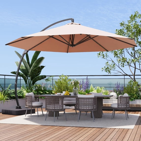 11 FT Cantilever Umbrella with Base Included, Patio Large Aluminum ...
