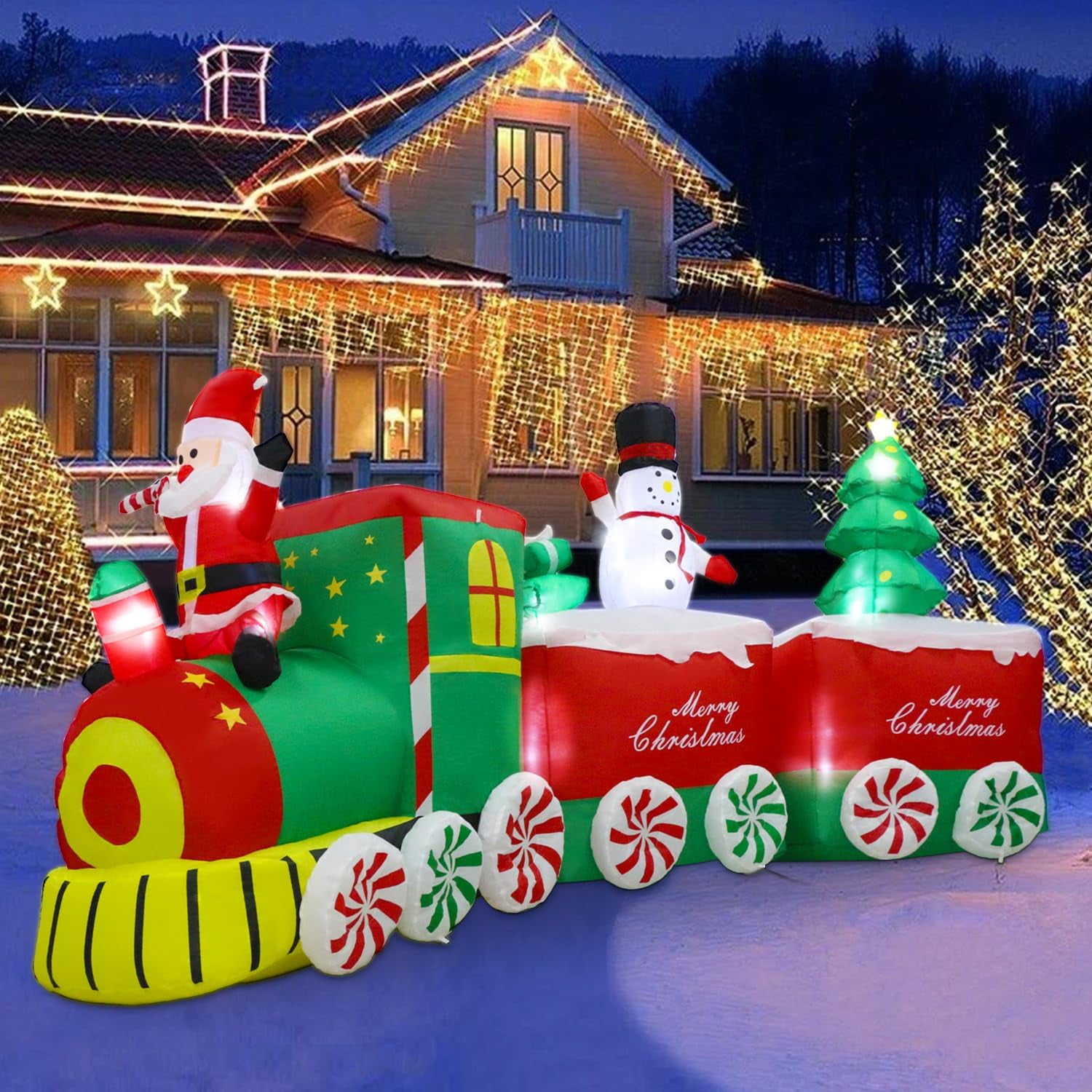 11 FT Christmas Inflatables Decorations Outdoor，Santa Christmas Driving ...