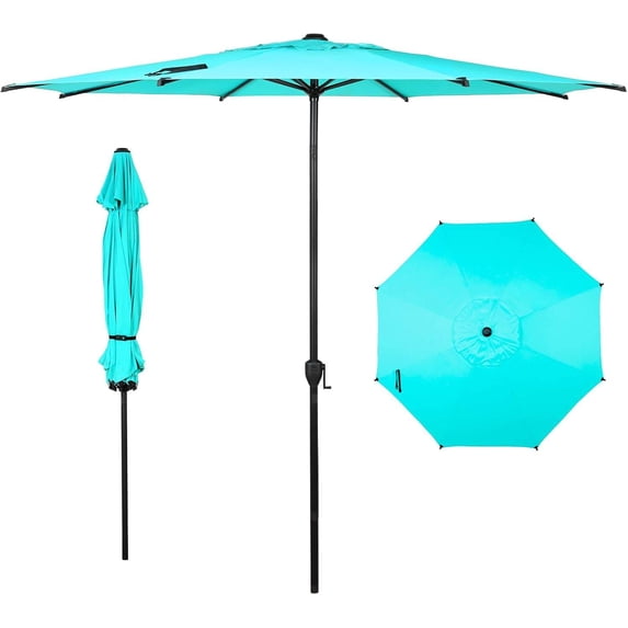11 FT Outdoor Patio Umbrella with Crank Lift and Tilt, 8-Rib Aluminum ...