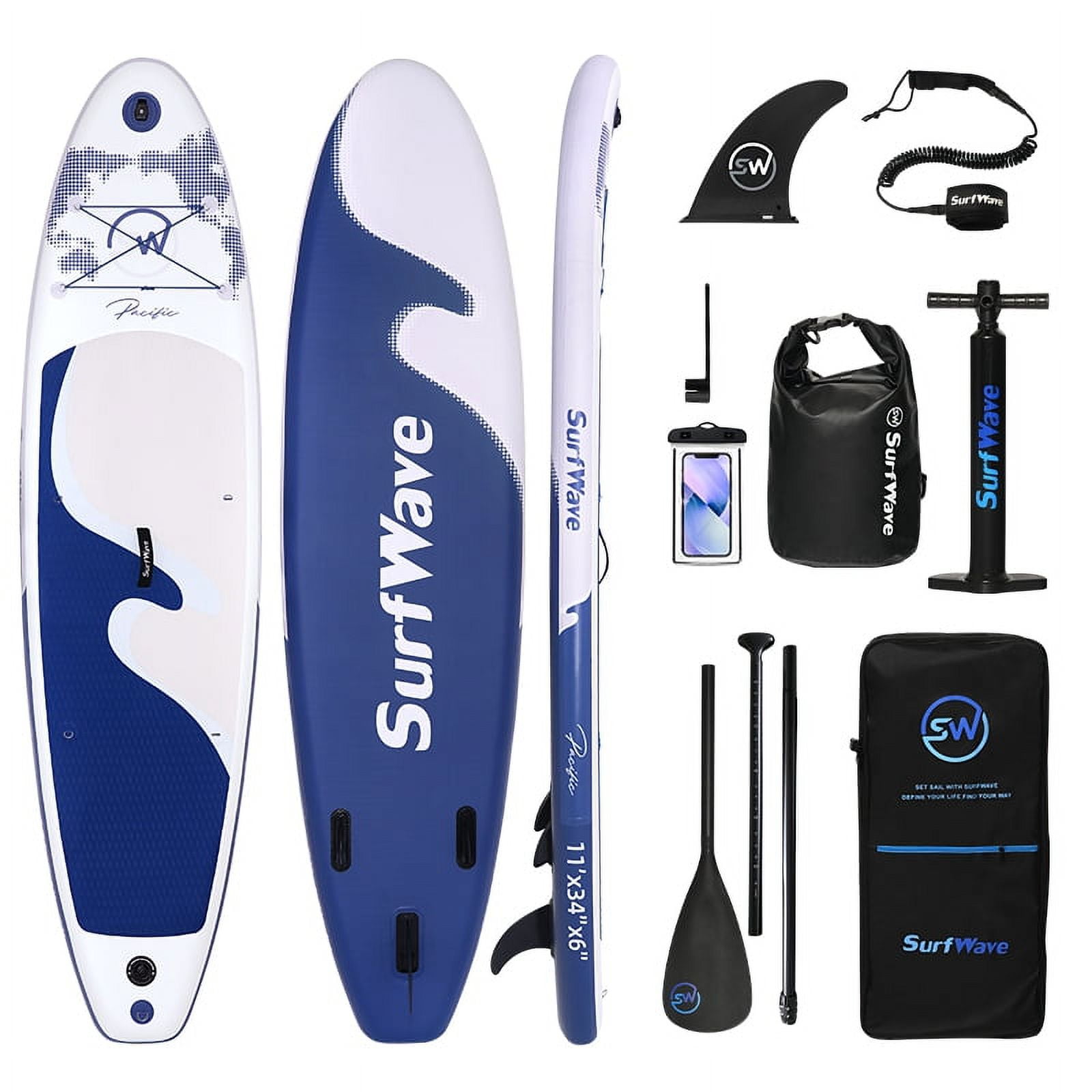 11 FT Paddle Board, SUO 6'' Thick Inflatable Paddle Board With ...