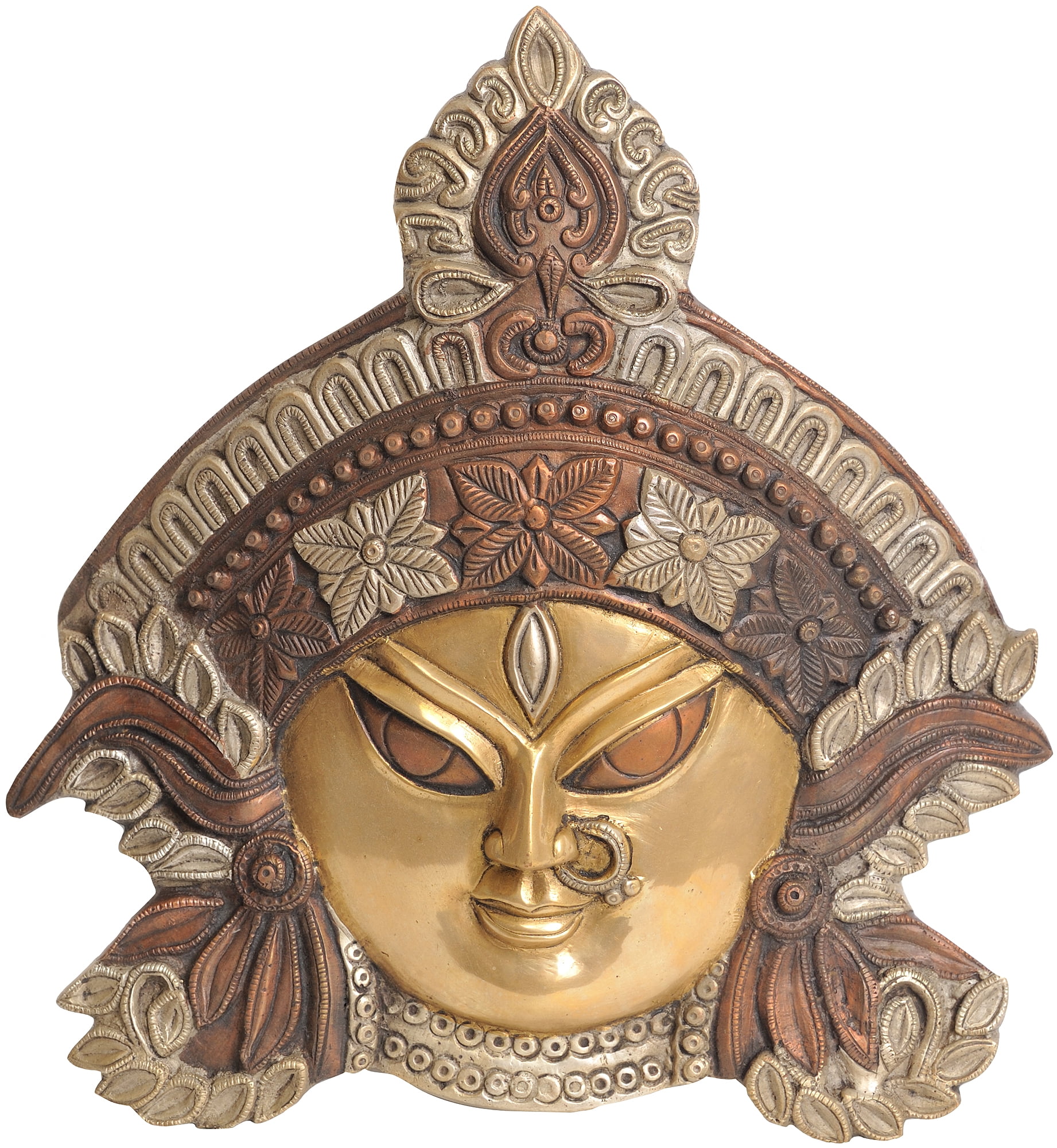 11" Face of Goddess Durga Wall Hanging Statue | Handmade Brass Idol ...