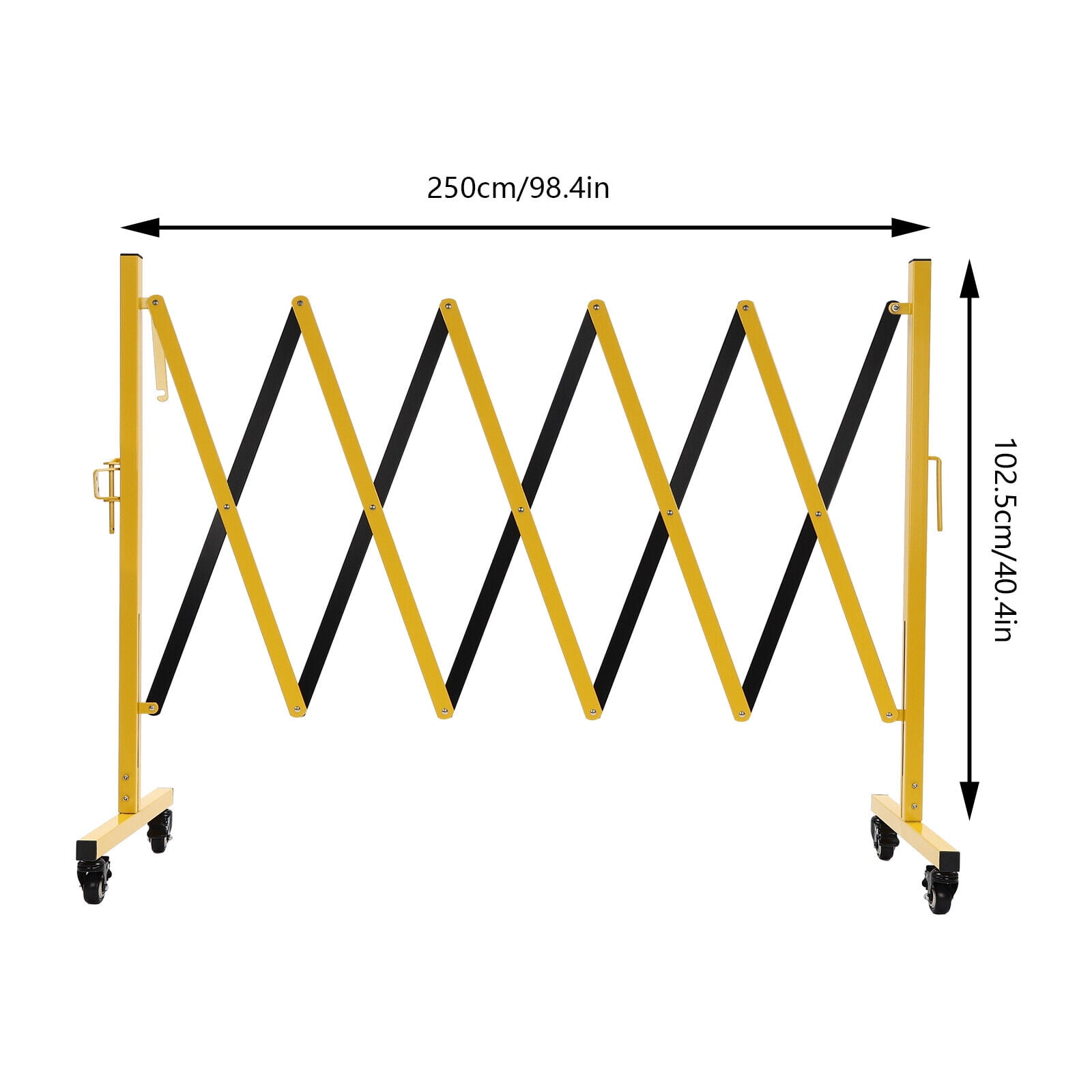11 Feet Metal Expandable Barricade with Wheels Portable Security Safety ...