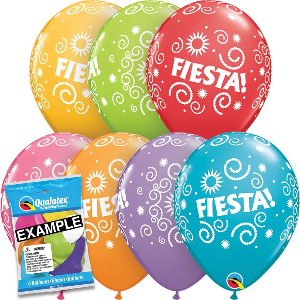 11" Fiesta Latex Balloons (6ct) - Walmart.com