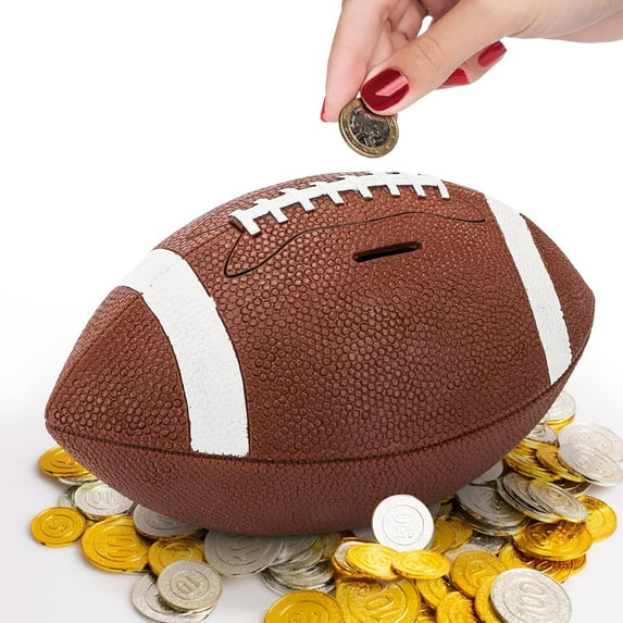 11" Football Piggy Bank for Boys, Shatterproof Rugby Coin Bank ...