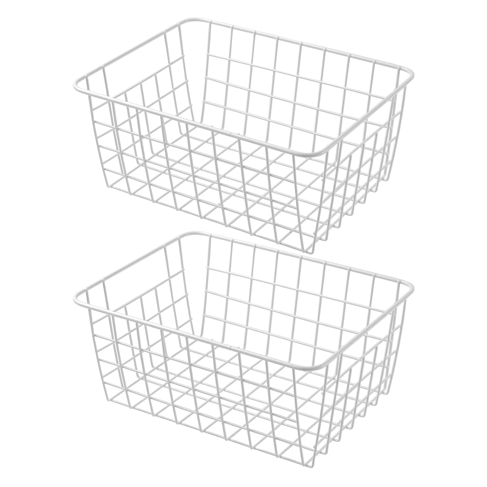 11" Freezer Storage Baskets, Durable White Wire Organizer Bins for ...