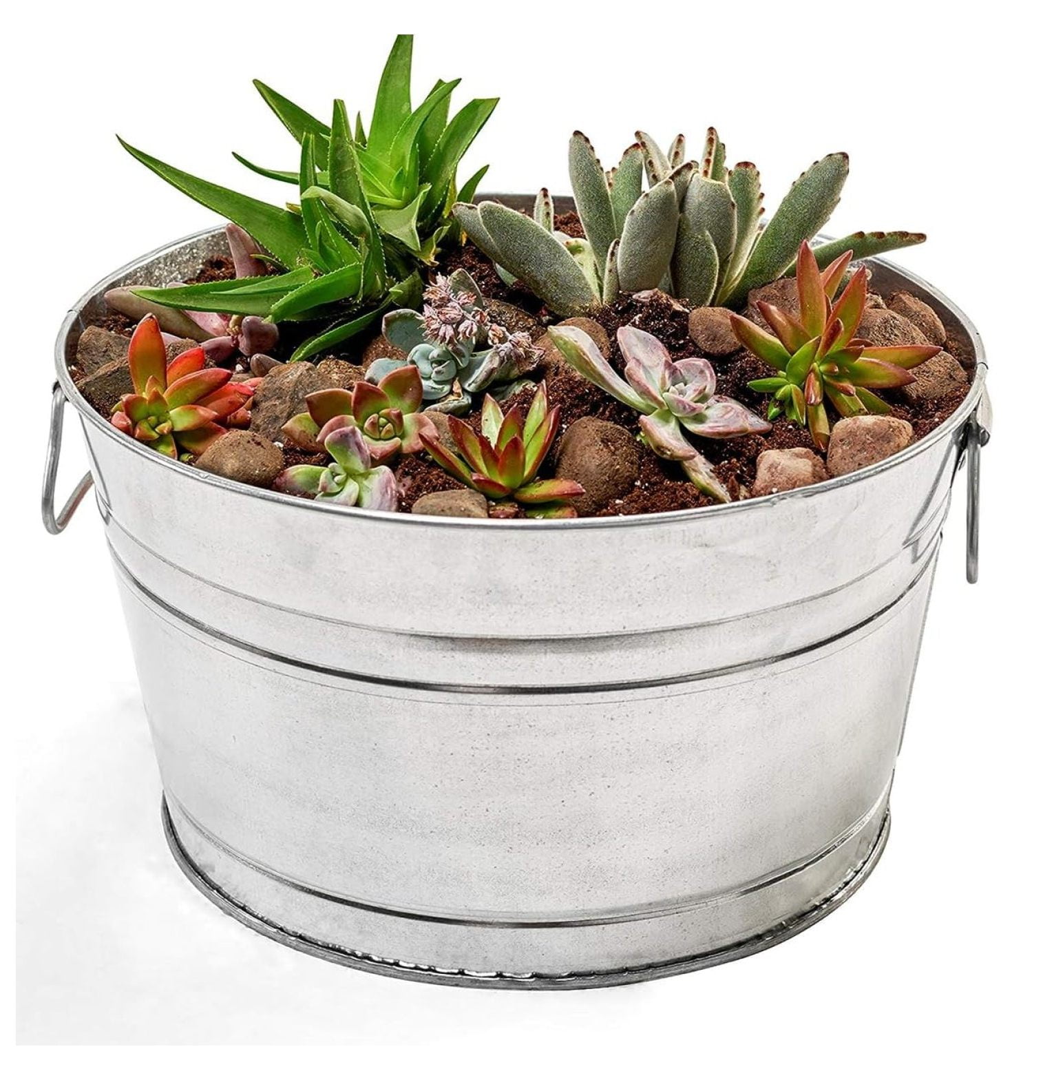 11 Gallon Galvanized Steel Round Tub - Heavy Duty Metal Wash Basin for ...