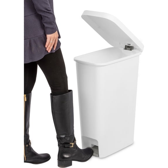 11 Gallon Step Trash Can White - Walmart.com