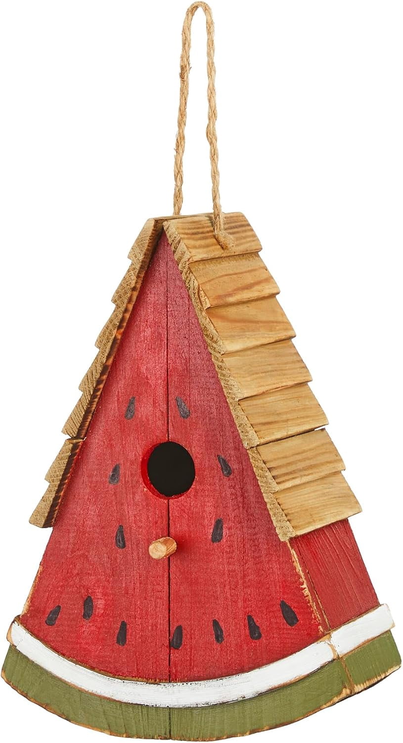 11''H Hanging Birdhouse Watermelon Shaped Distressed Solid Wood ...