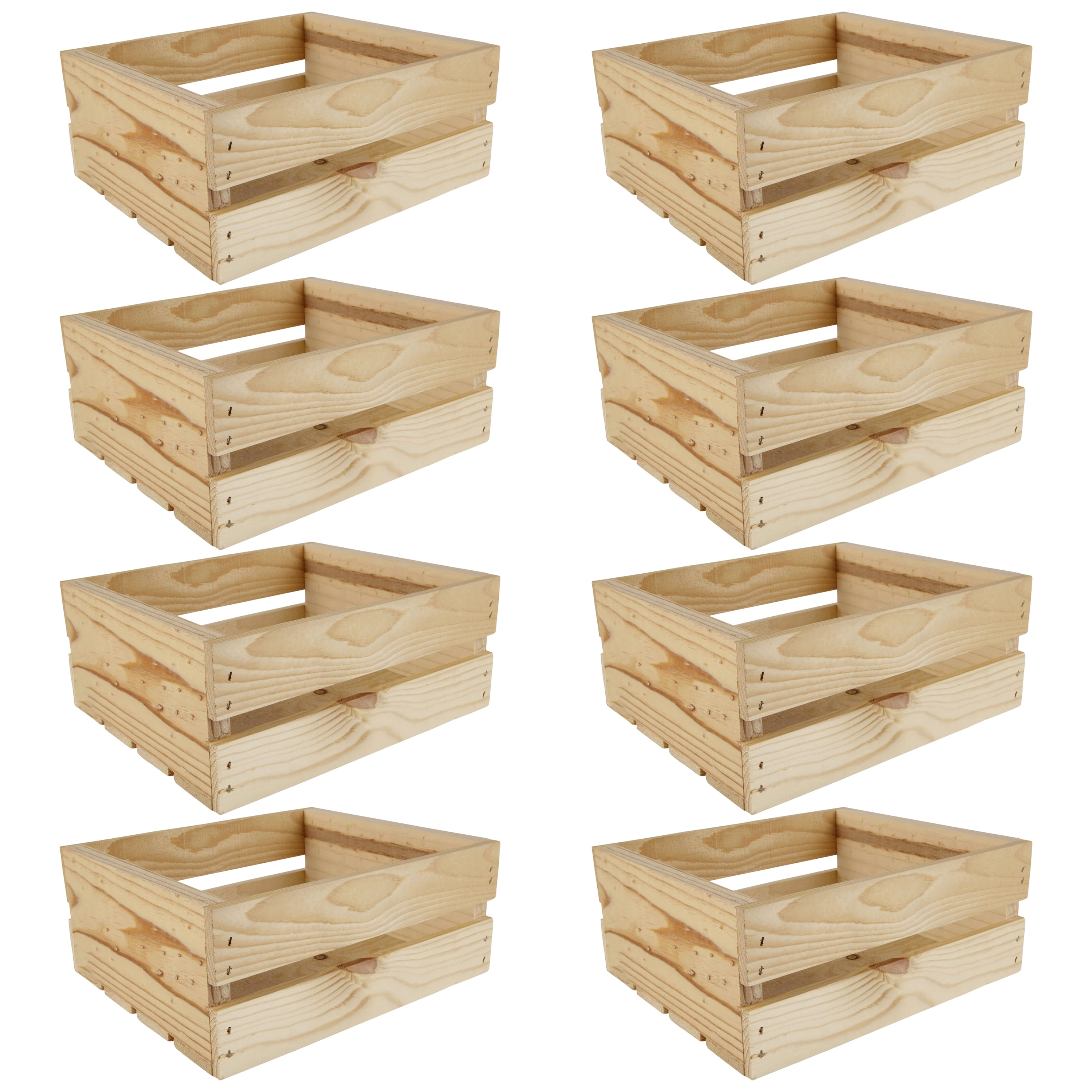 11" Half Wood Crate by ArtMinds - Unfinished Pine Storage Boxes for ...