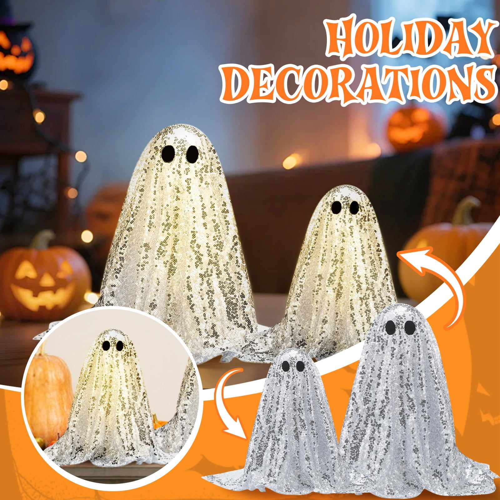 11" Halloween Disco Ghost Decor - Disco Ghost Decoration with LED ...