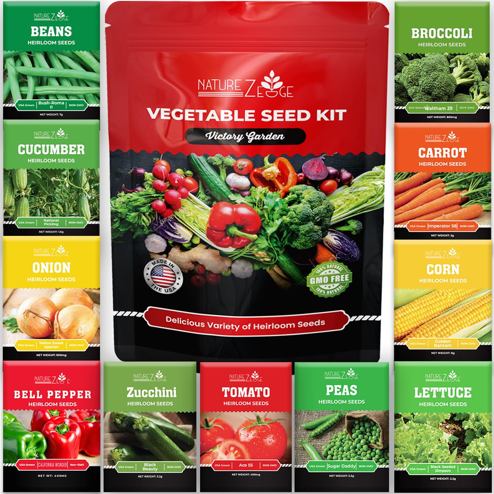 11 Heirloom Seeds TWE5 for Planting Vegetables and Fruits, 4800 Survival Seed Vault and Doomsday ...