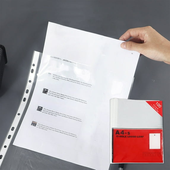 11 - Hole A4 Transparent File Bag, Punched Insert Plastic Loose - Leaf ...