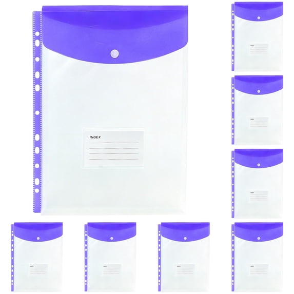 11 Hole Expandable Binder Pocket, Clear Plastic Envelope Folder For 2/3 ...