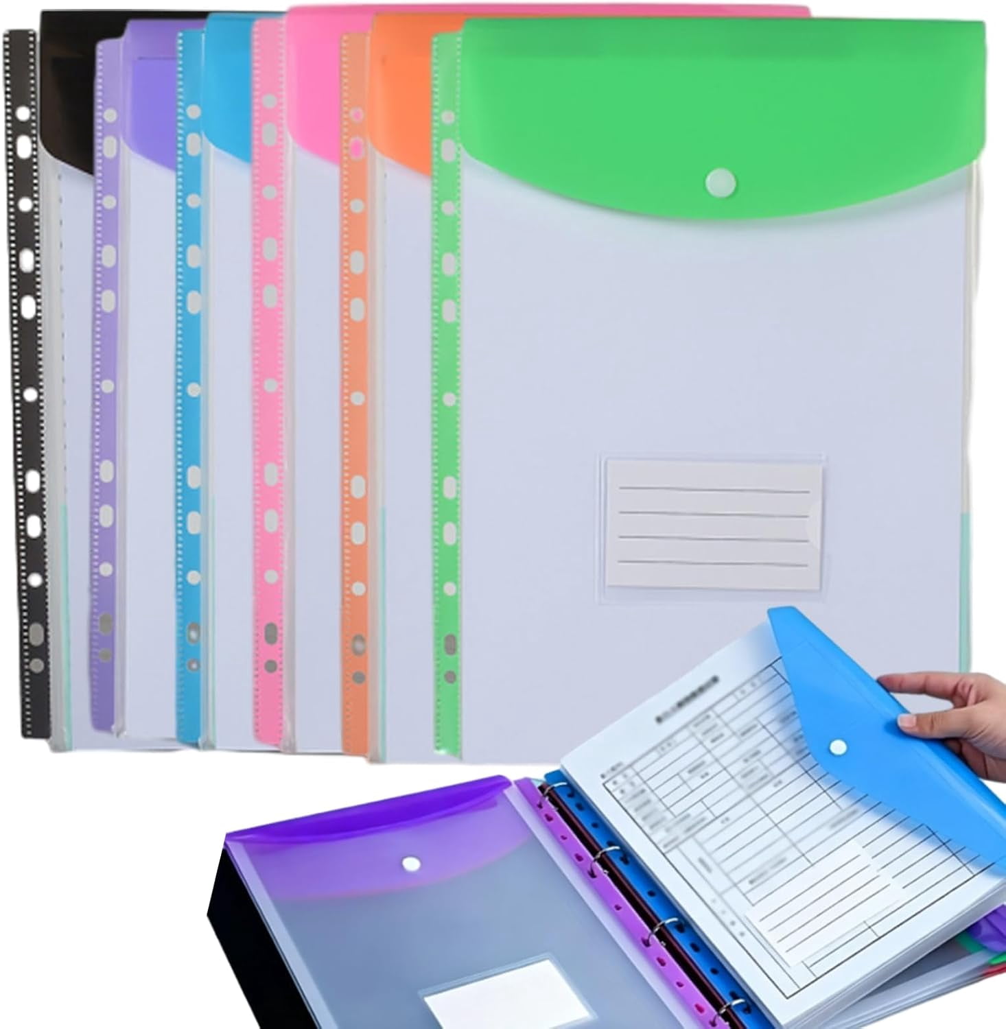 11-Hole Expanding File Pockets Assorted Colors, Expandable File Folder ...