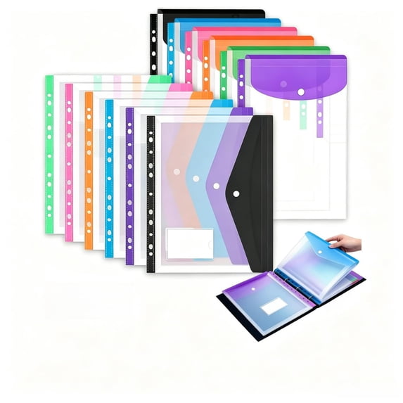 11-Hole Expanding File Pockets Assorted Colors, Horizontal and Vertical ...