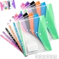 11-Hole Expanding File Pockets Assorted Colors, Snap Button and Label ...