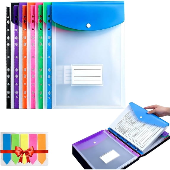11-Hole Expanding File Pockets Assorted Colors, Universal Loose-Leaf ...