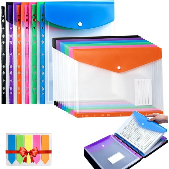 11-Hole Expanding File Pockets Assorted Colors, Universal Loose-Leaf ...