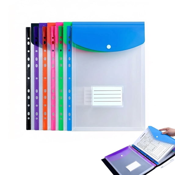 11-Hole Expanding File Pockets, Heavy-Duty Plastic Binder Envelopes ...