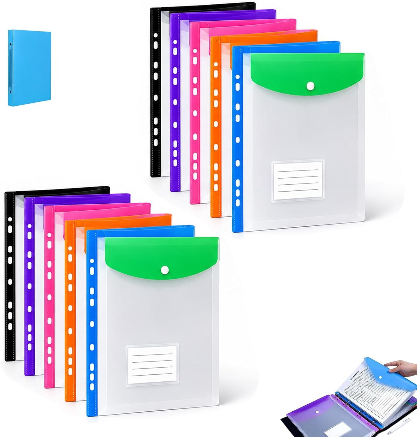 11 Hole Expanding File Pockets, Landscape and Portrait Styles with ...