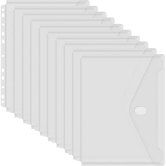11 Holes Clear Poly Envelope Binders Pocket Insert with Hook and Loop ...