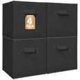 11 INCH Black-4 Pack Fabric Foldable Storage Cubes for Organization ...