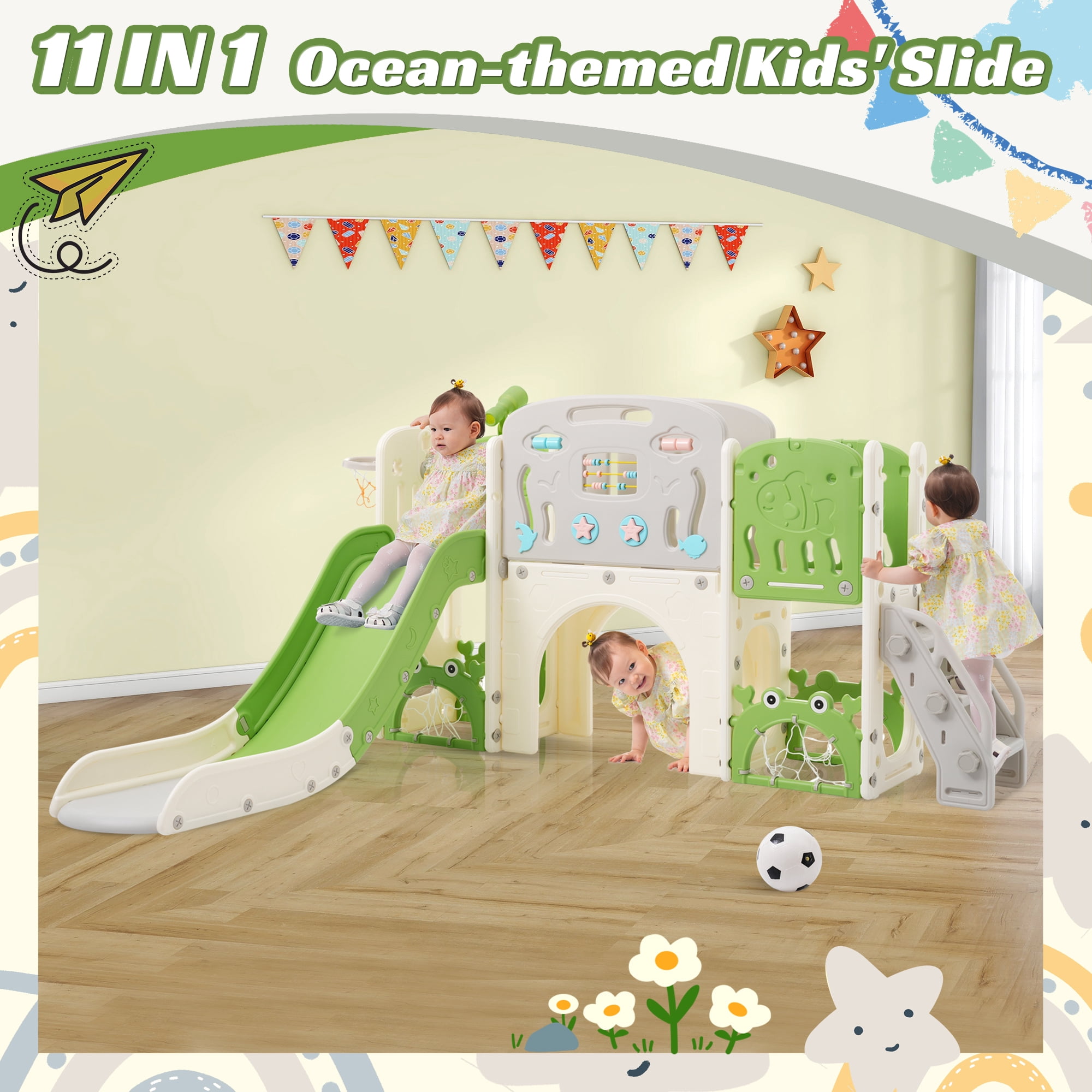11 In 1 Toddler Slide Playset, Kids Slide for Toddlers Age 1-3, Climber ...