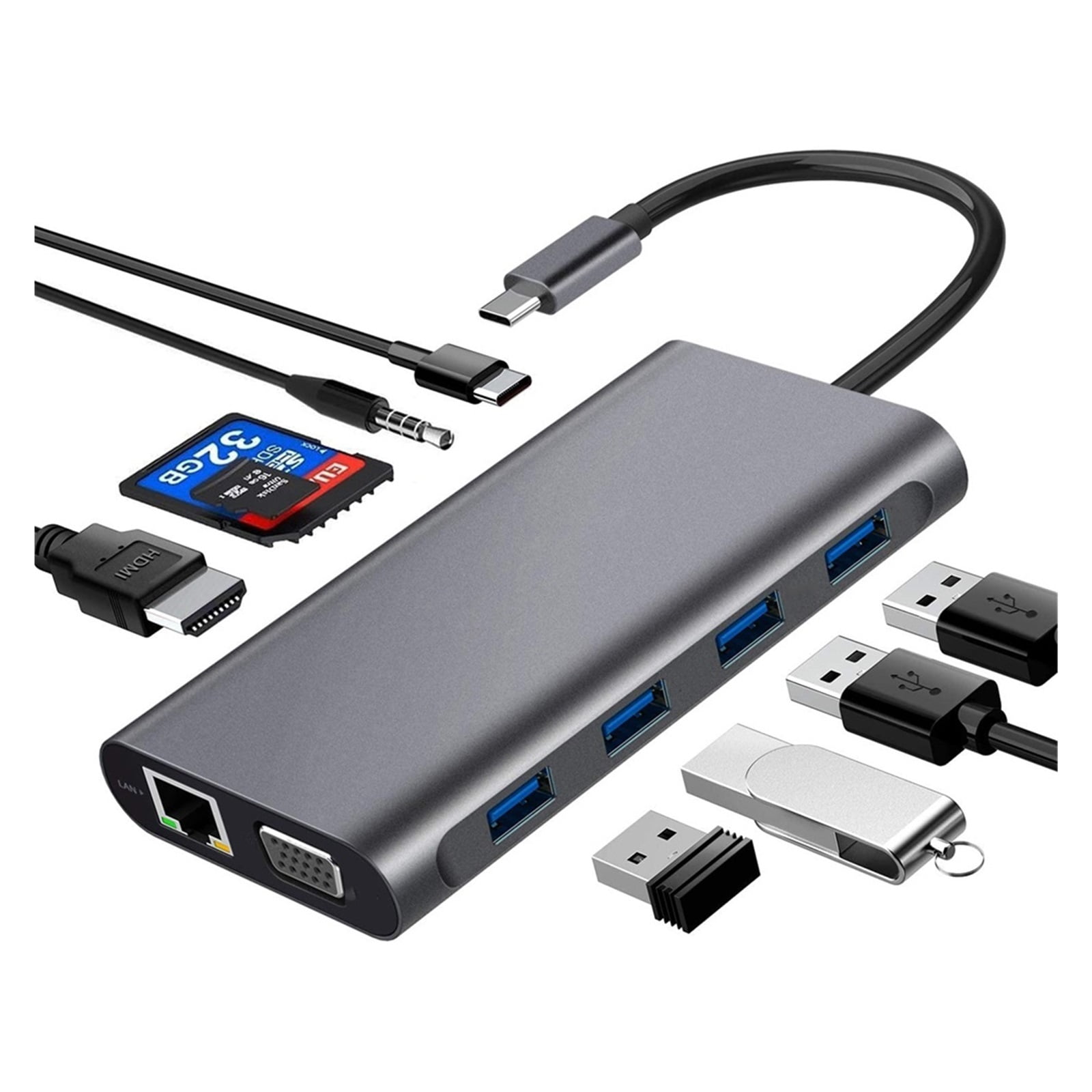 11 In 1 USB 3.0 C HUB Type C Adapter To 4K HDMI-Compatible VGA ,Fast ...