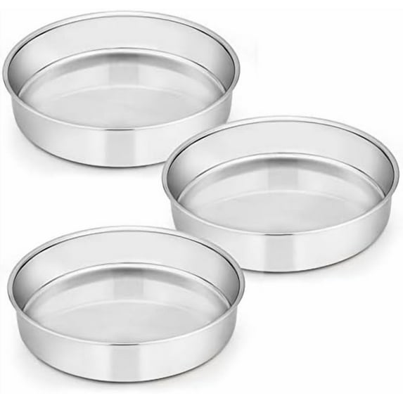 11 Inch Cake Pan Set of 3, Stainless Steel Round Cake Baking Pans, Non-Toxic & Healthy, Mirror ...