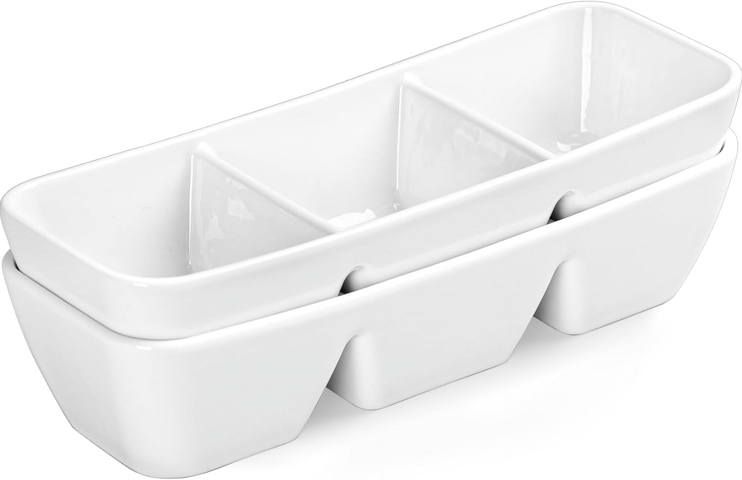 11 Inch Ceramic Divided Serving Tray, 3 Compartment Condiment Tray ...