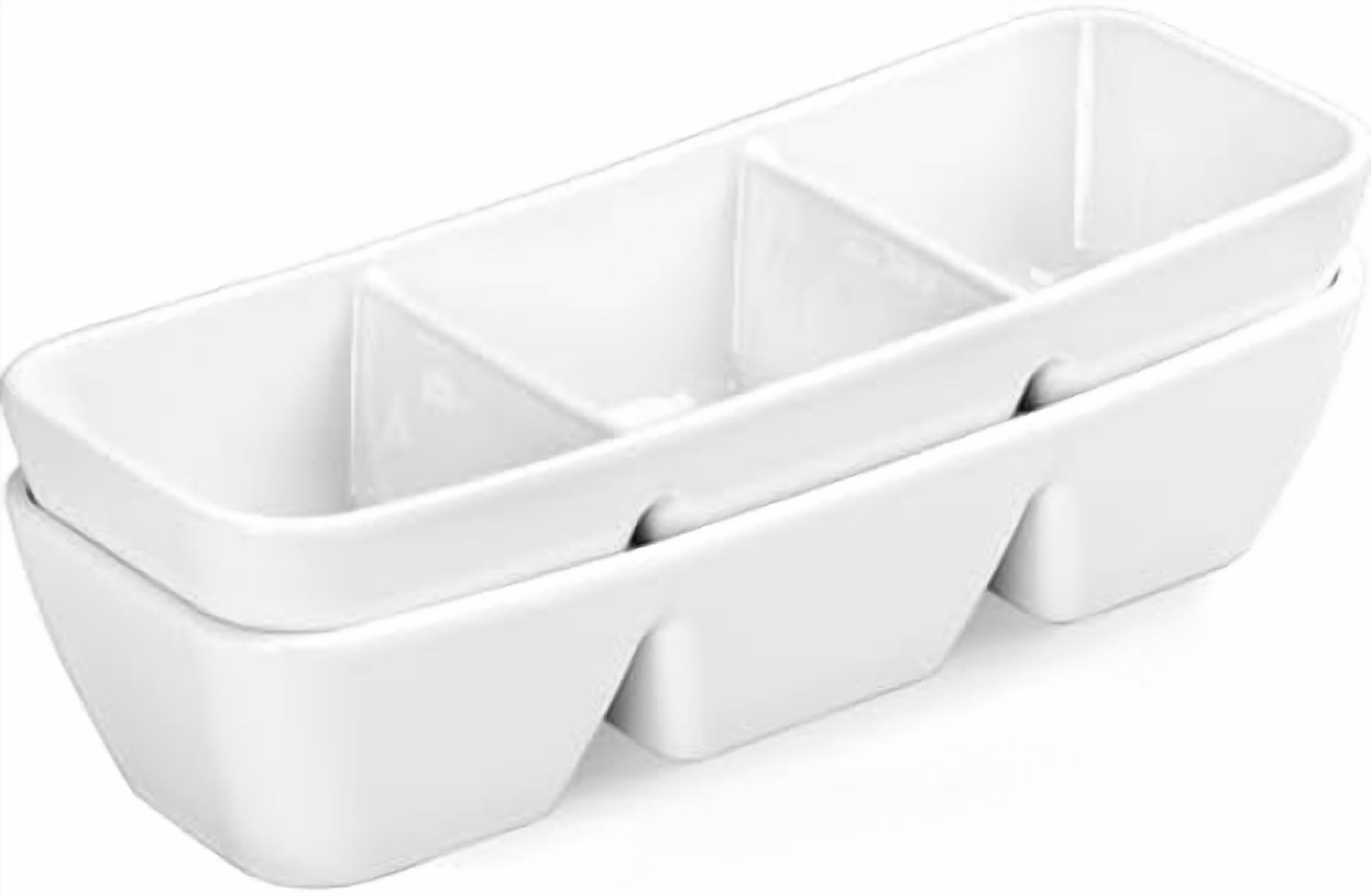 11 Inch Ceramic Divided Serving Tray, 3 Compartment Condiment Tray ...