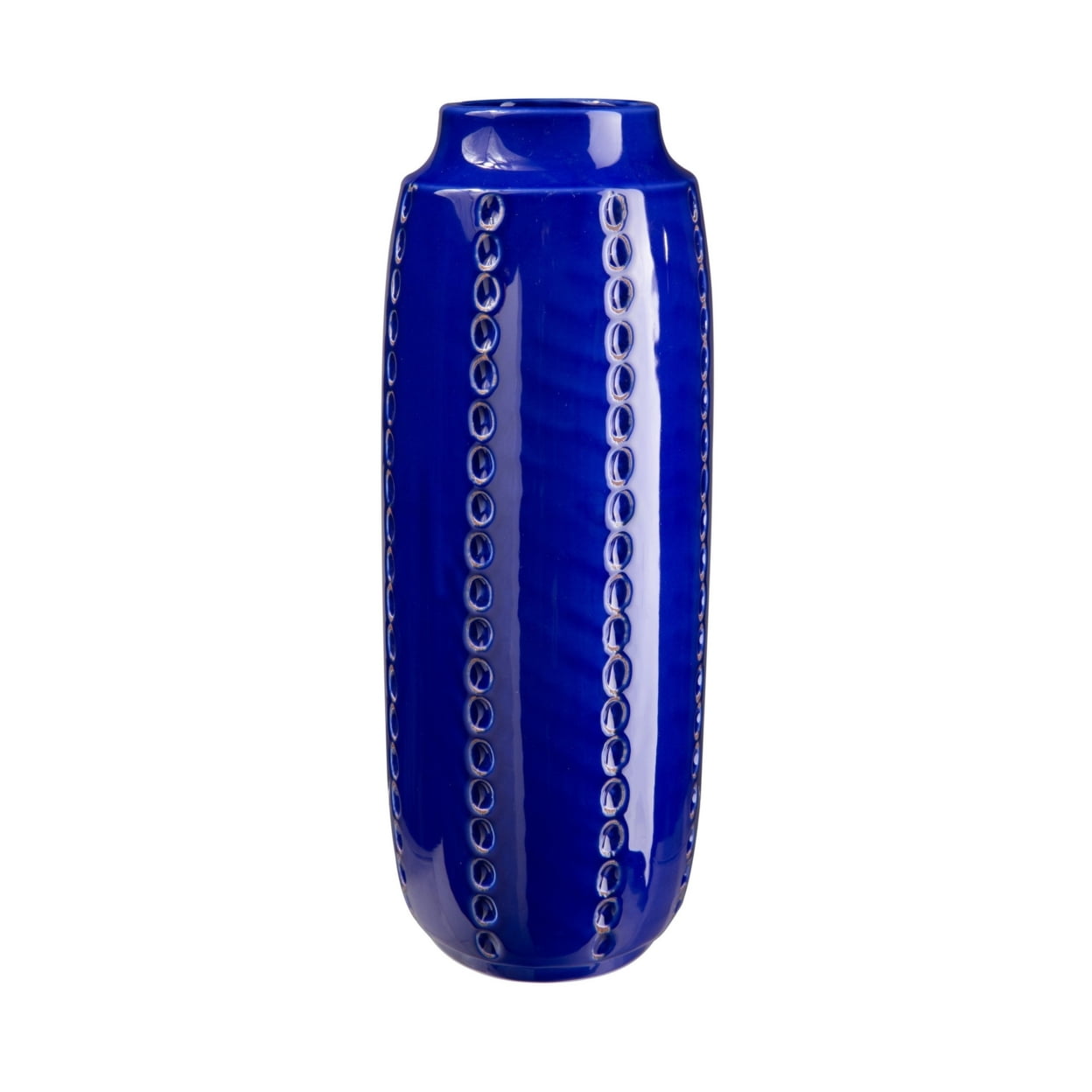 11 Inch Ceramic Vase, Modern Style, Dotted Column Design, Small, Blue ...