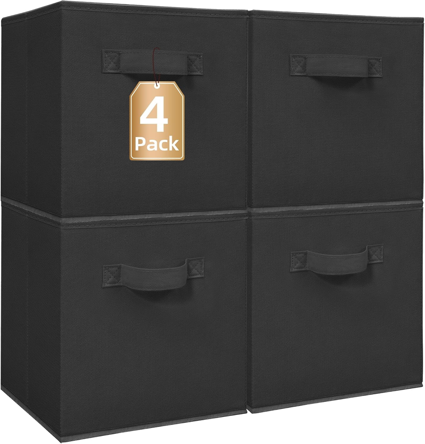 11 Inch Collapsible Storage Cubes with Handles, 4 Pack Foldable Fabric ...