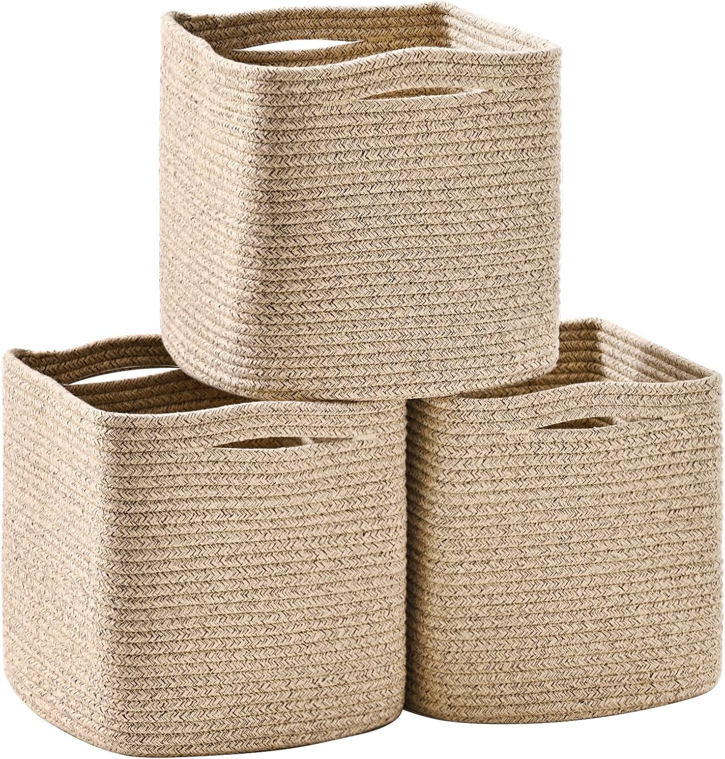 11 Inch Cube Storage Bins, Storage Cube Organizer Bins, Woven Cotton ...