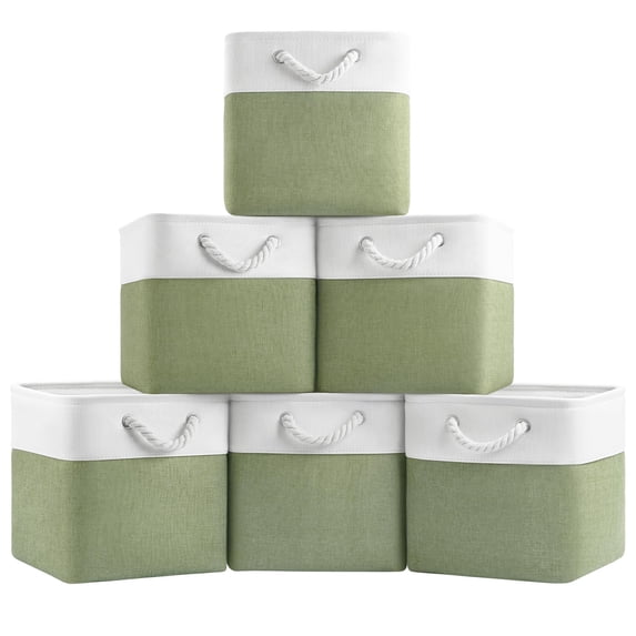 11 Inch Cube Storb 6 Pack Fabric Cubes With Rope Handles Organizer ...