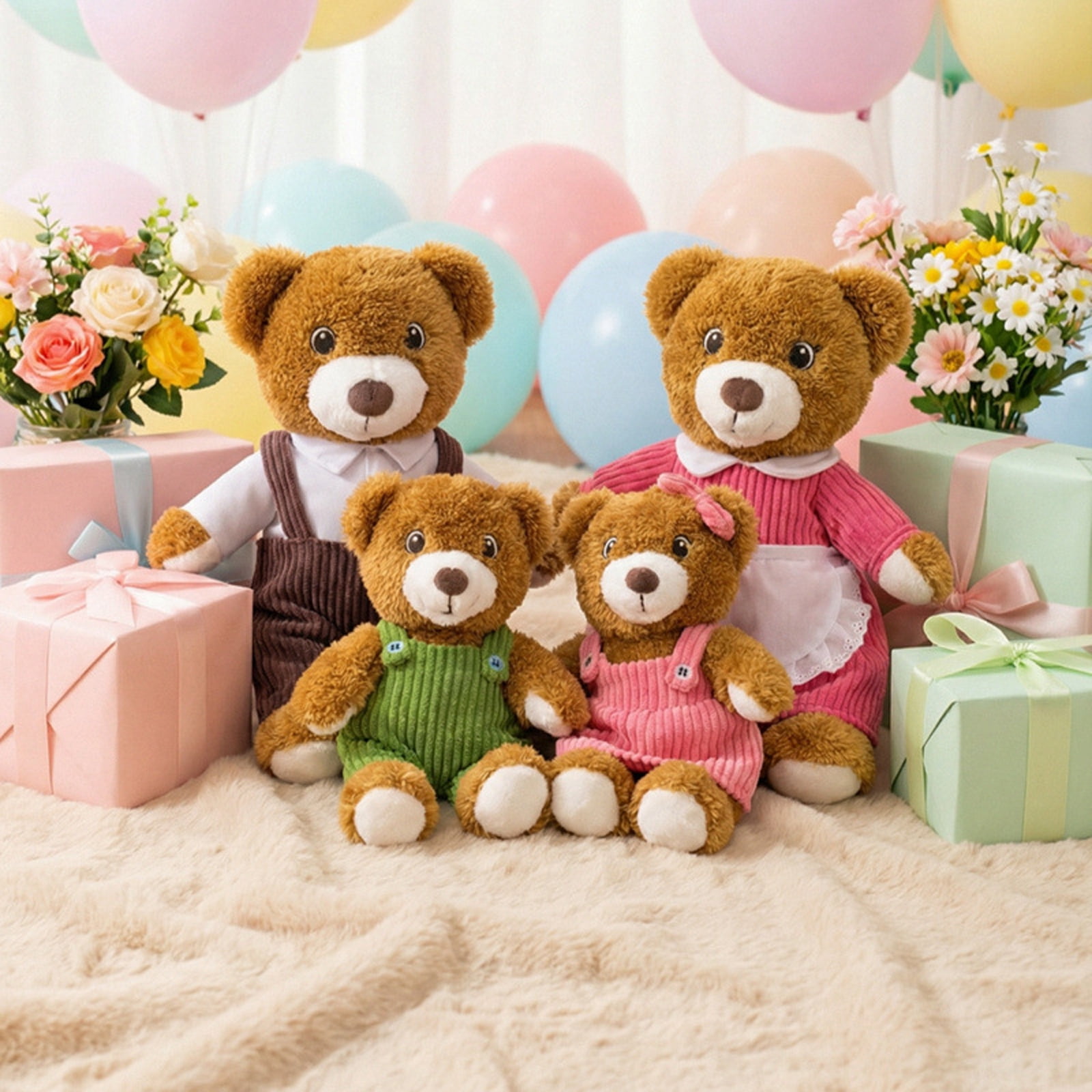 11 Inch Cute Teddy Bear Plush Toy with Green Overalls Soft Teddy ...